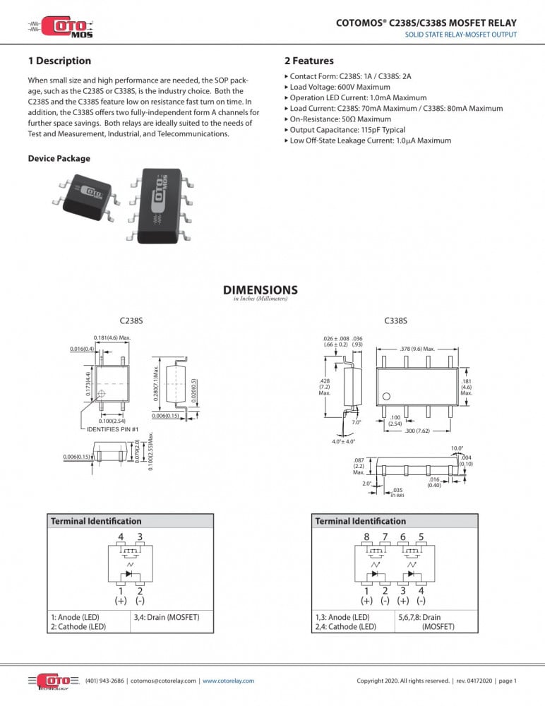COTO C238S datasheet page 1