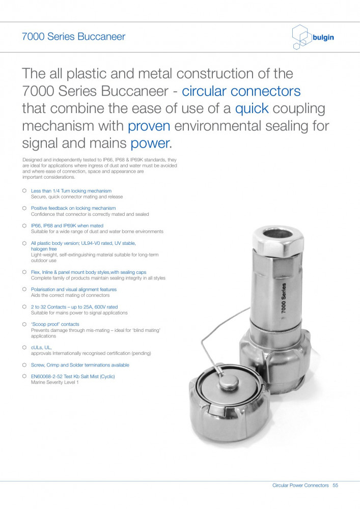 Bulgin 7000 Series documentation page 1