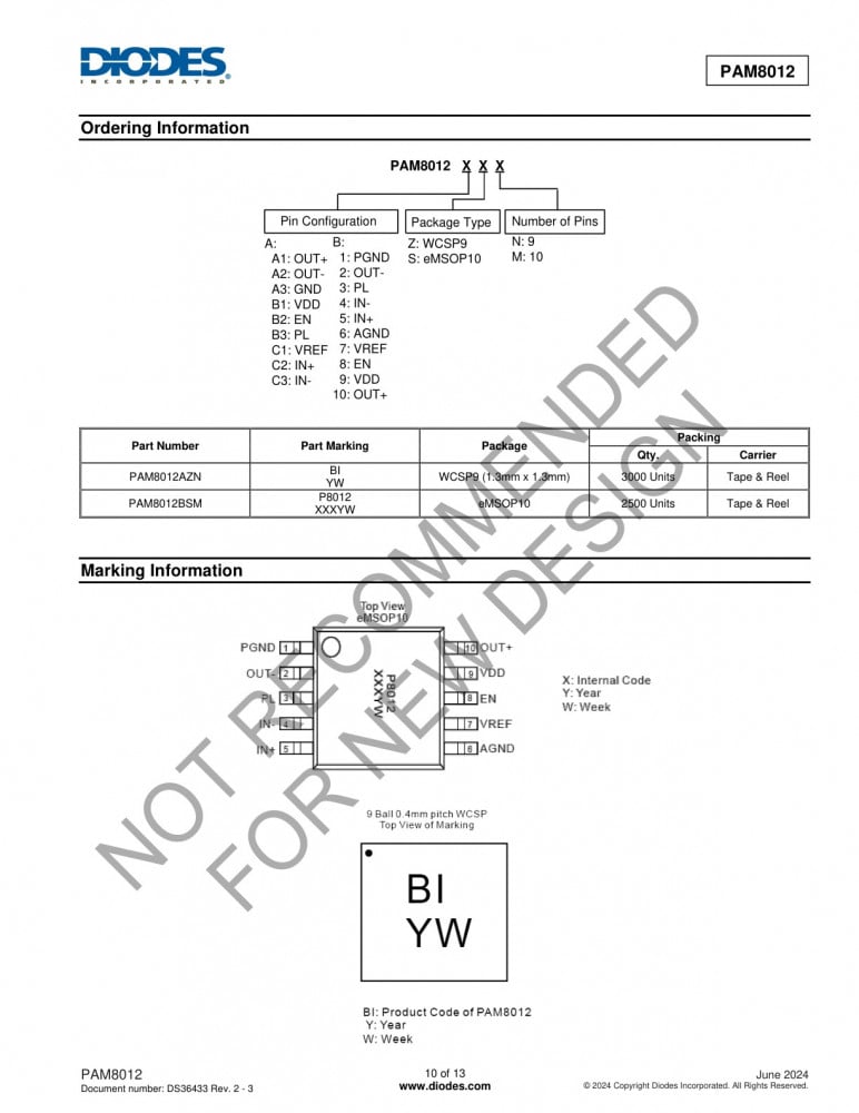 PAM8012AZN datasheet page 10
