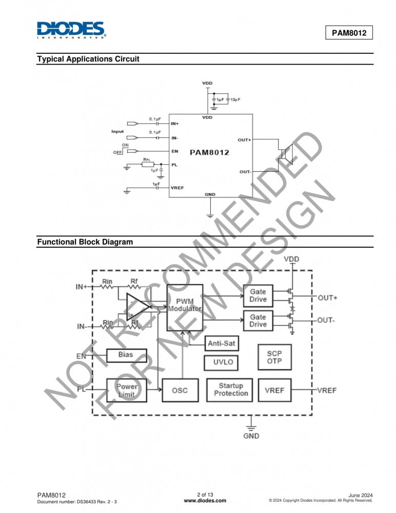 PAM8012AZN datasheet page 2