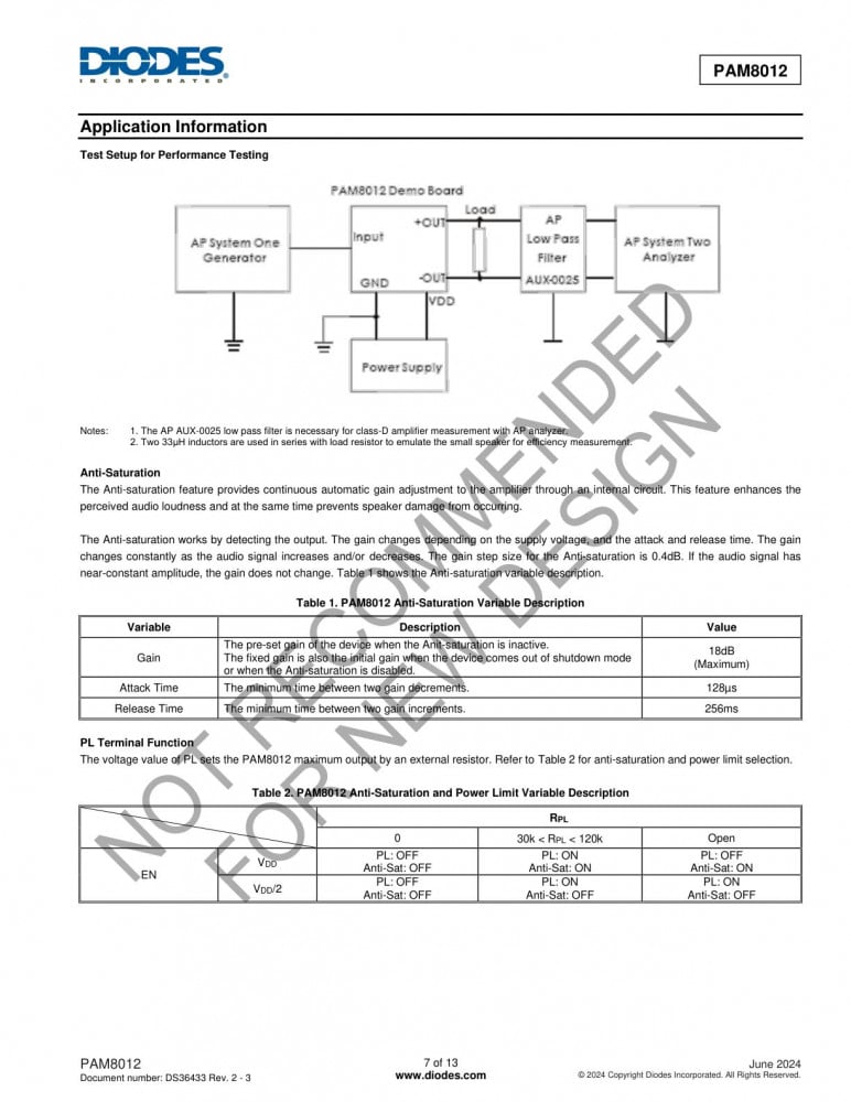 PAM8012AZN datasheet page 7