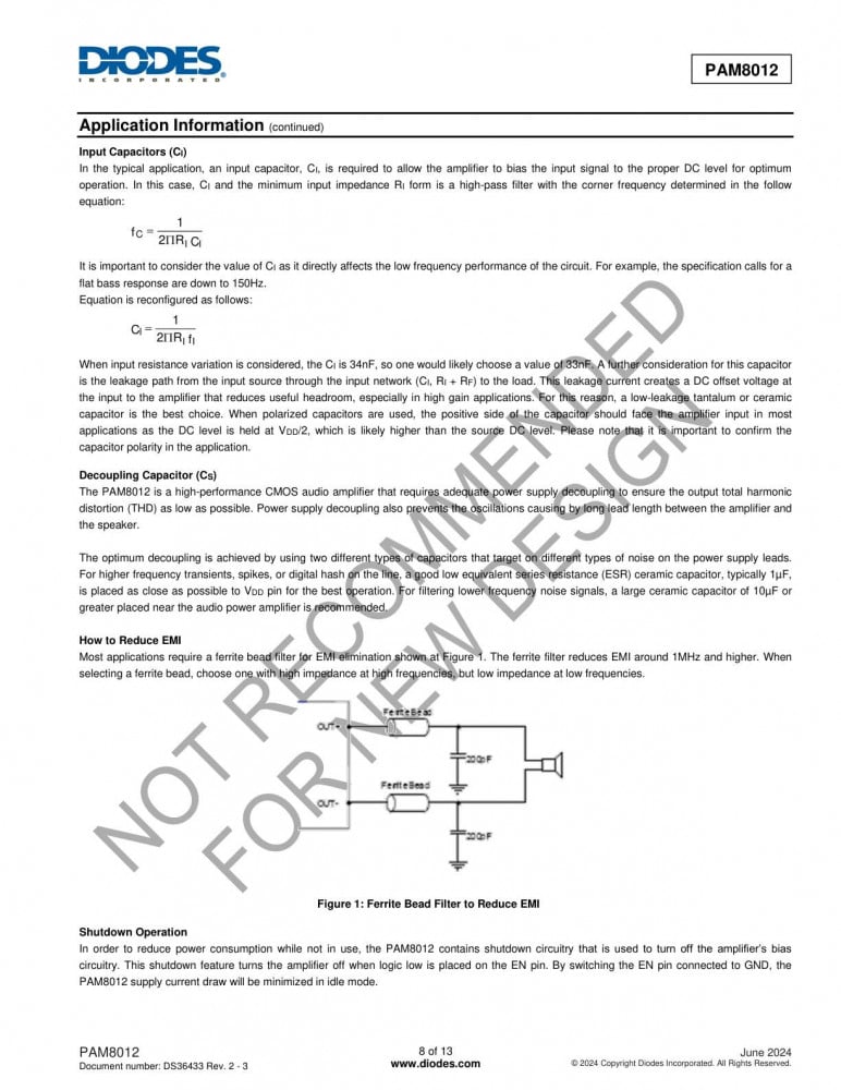PAM8012AZN datasheet page 8