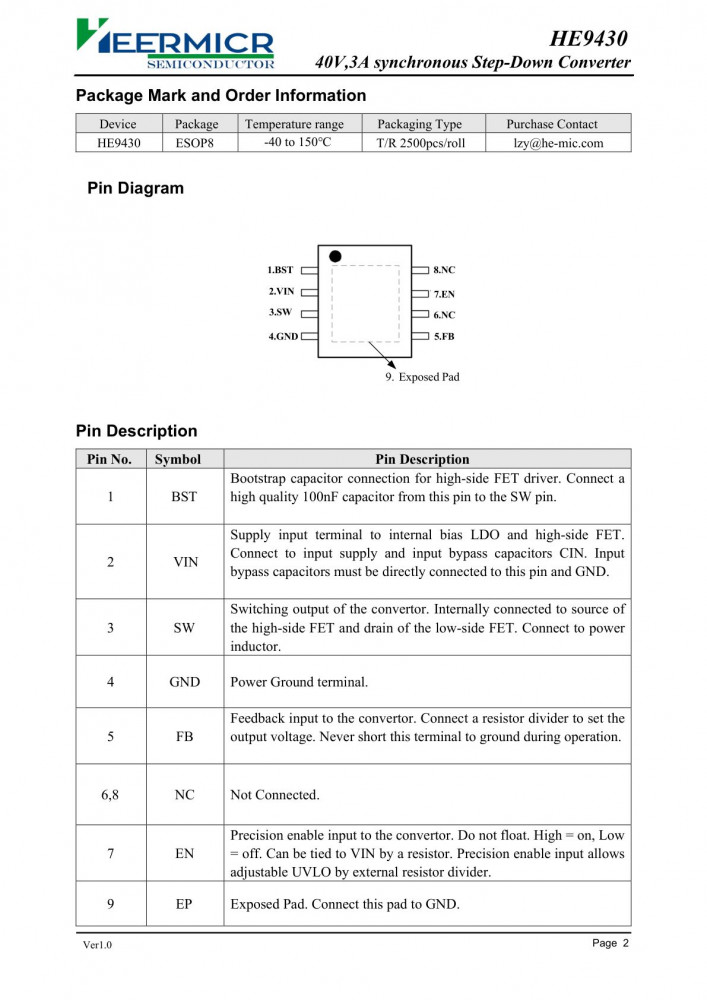 HE9430 datasheet page 2