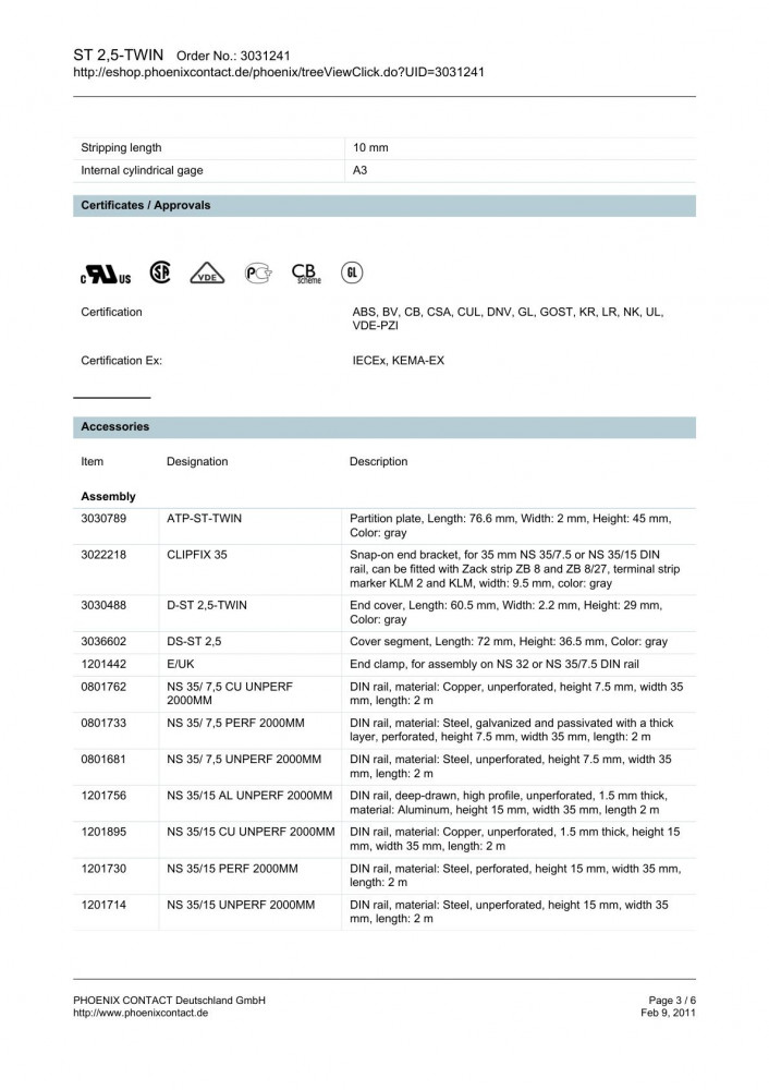 Phoenix Contact ST 2,5-TWIN technical document page 3