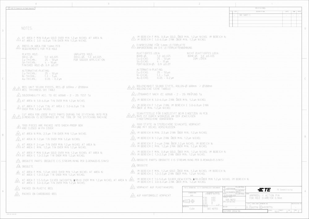 TE Connectivity 1-928776-2 controlled drawing sheet 2
