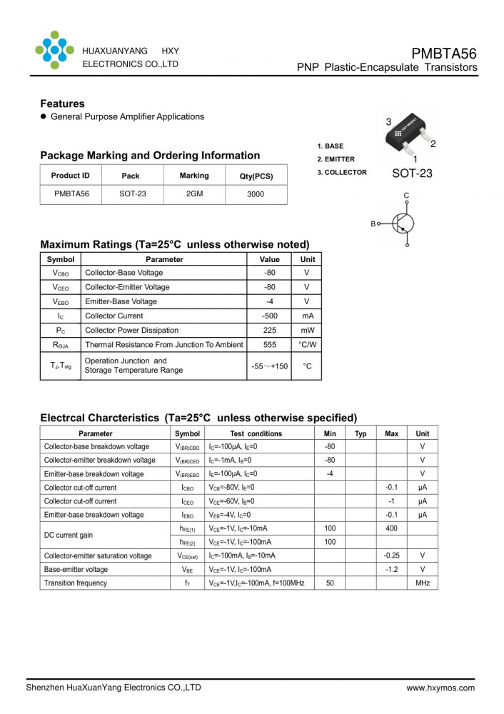 PMBTA56-HXY datasheet page 1