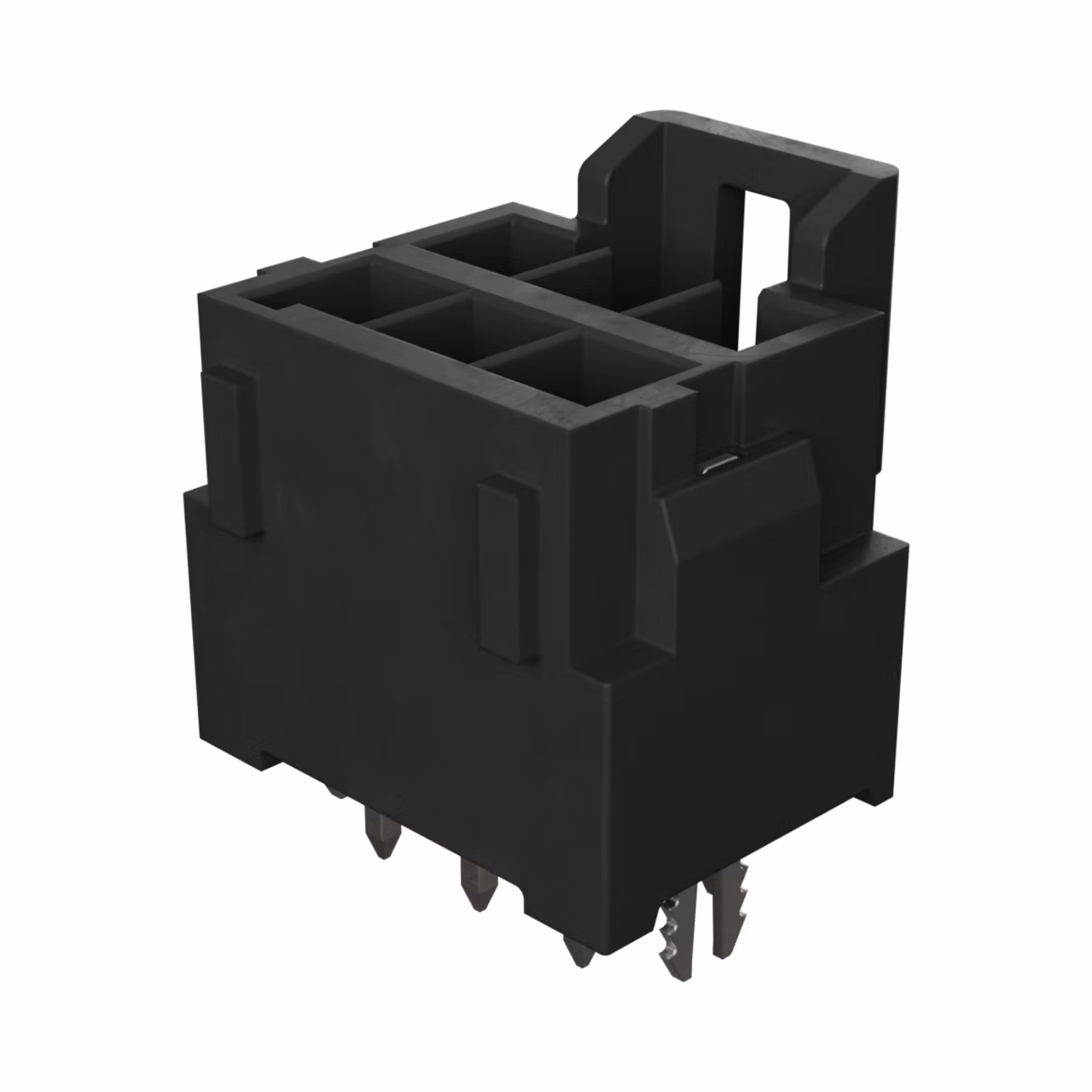 Ultra-Fit Vertical Header, 3.50mm Pitch, Dual Row, 6 Circuits, with Solder Clips, 0.76µm Gold (Au) Plating, Black, Glow-Wire Capable, Tray for sale