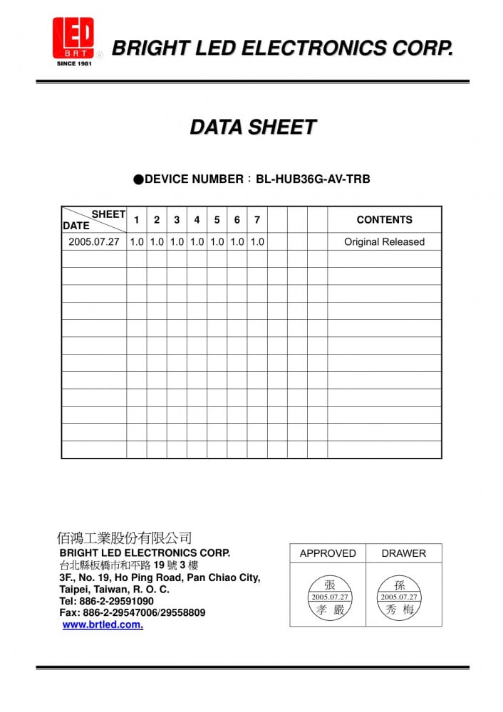 BL-HUB36G-AV-TRB datasheet page 1
