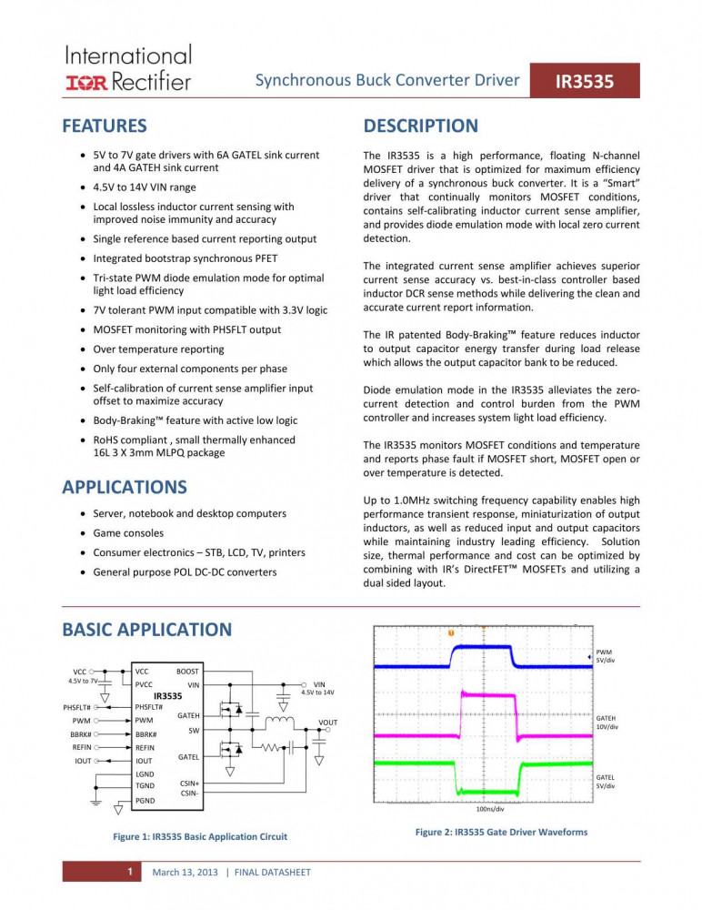 IR3535 datasheet page 1