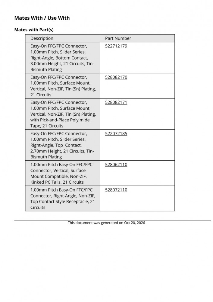Molex FFC family specification, page 3