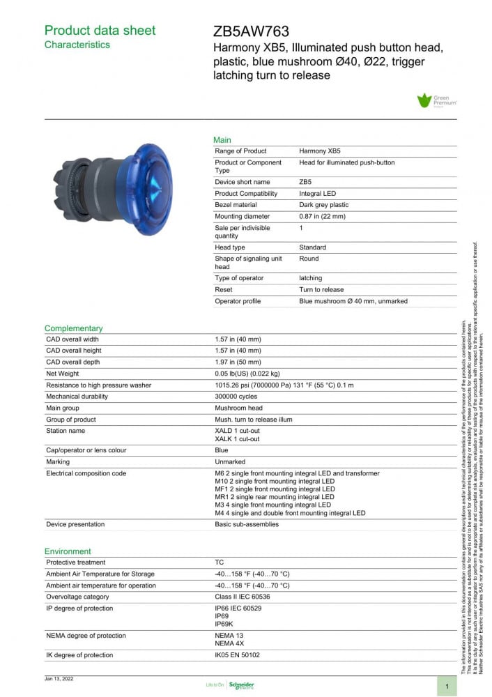 ZB5AW763 technical documentation page 1