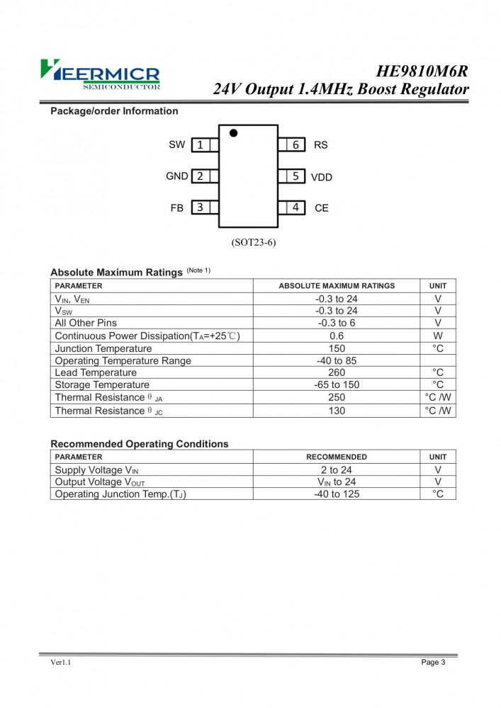 HE9810M6R datasheet page 3