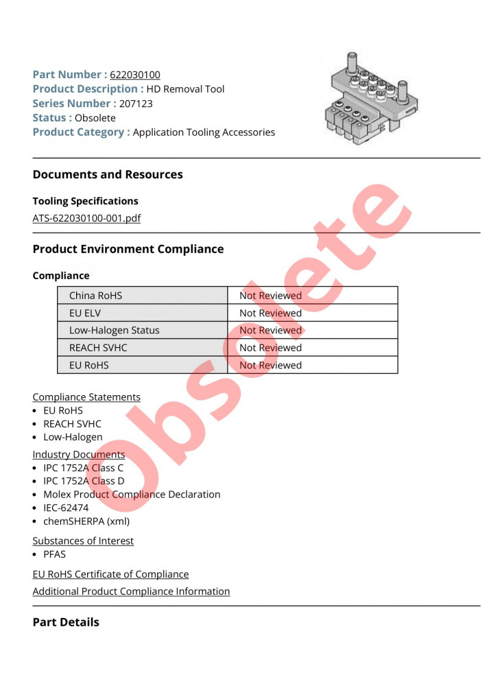 Tooling specification document image, page 1