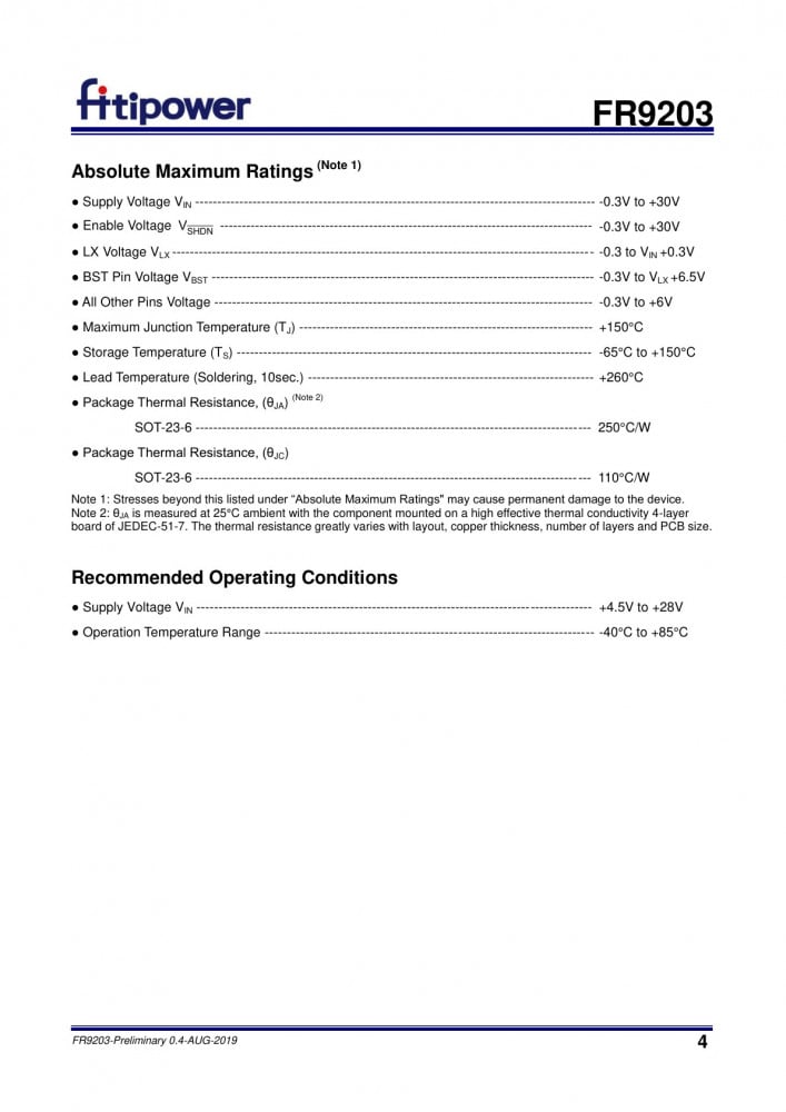 FR9203 datasheet page 4