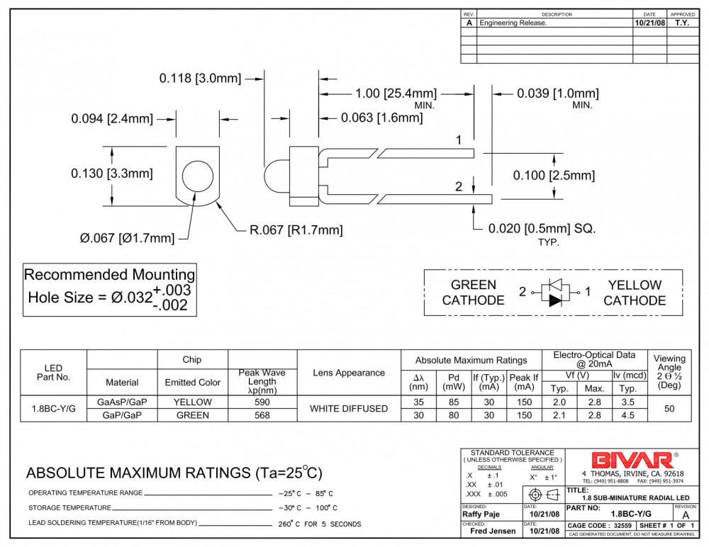 BIVAR 1.8BC-Y/G datasheet page