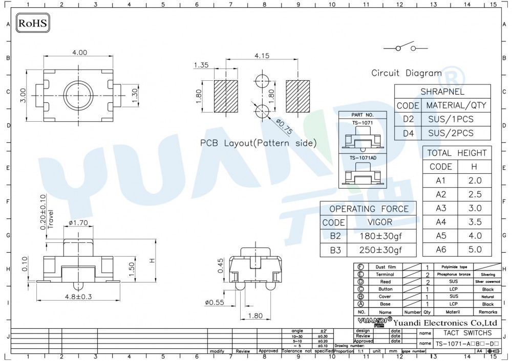 Yuandi TS-1071AD-A1B3-D4 technical document page