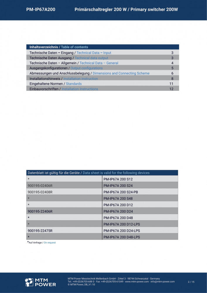 PM-IP67A 200 datasheet page 2