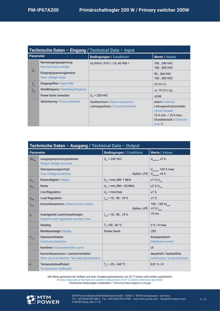 PM-IP67A 200 datasheet page 3