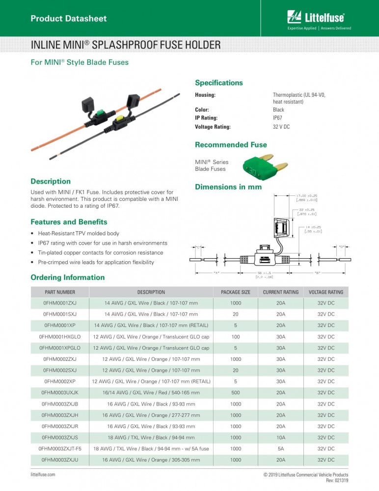 Littelfuse 0FHM0001ZXJ technical document