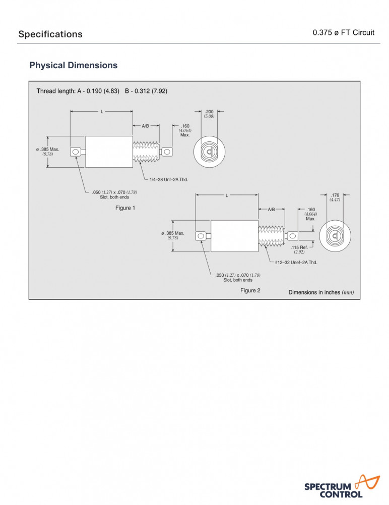 Spectrum Control EMI filter technical document, page 2