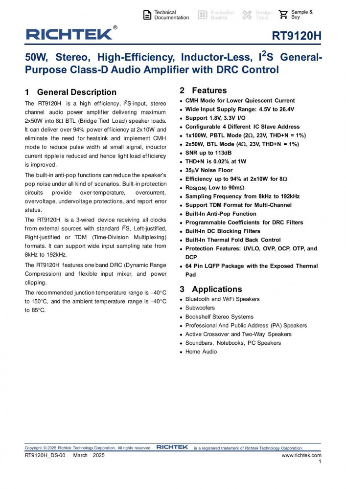 RT9120H datasheet page 1