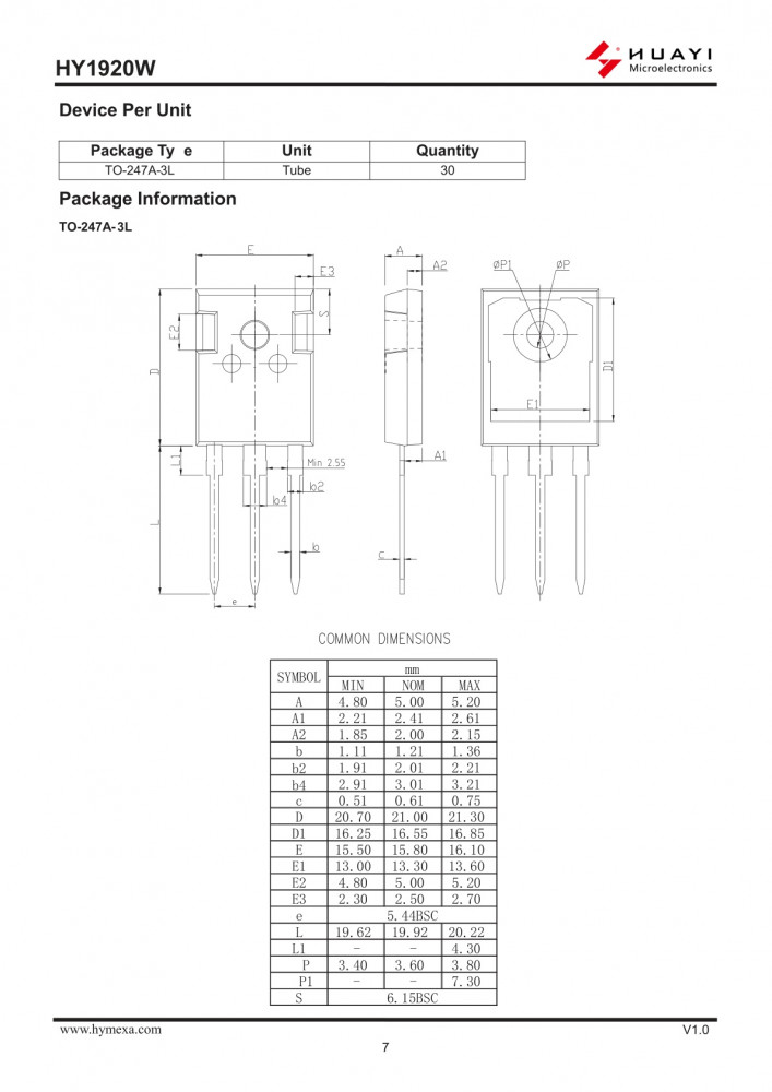 HY1920W datasheet page 7