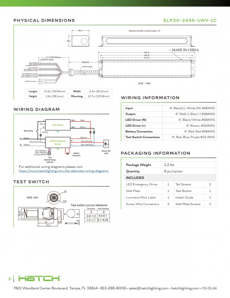 ELP20-2455-UNV-1C technical document, page 2