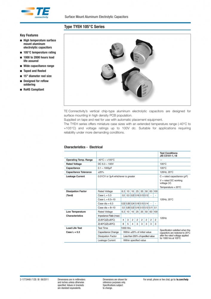 TYEH series datasheet page 1