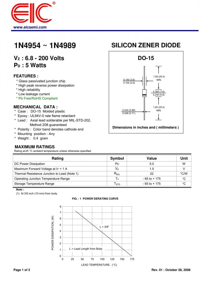 EIC 1N4972 datasheet page 1