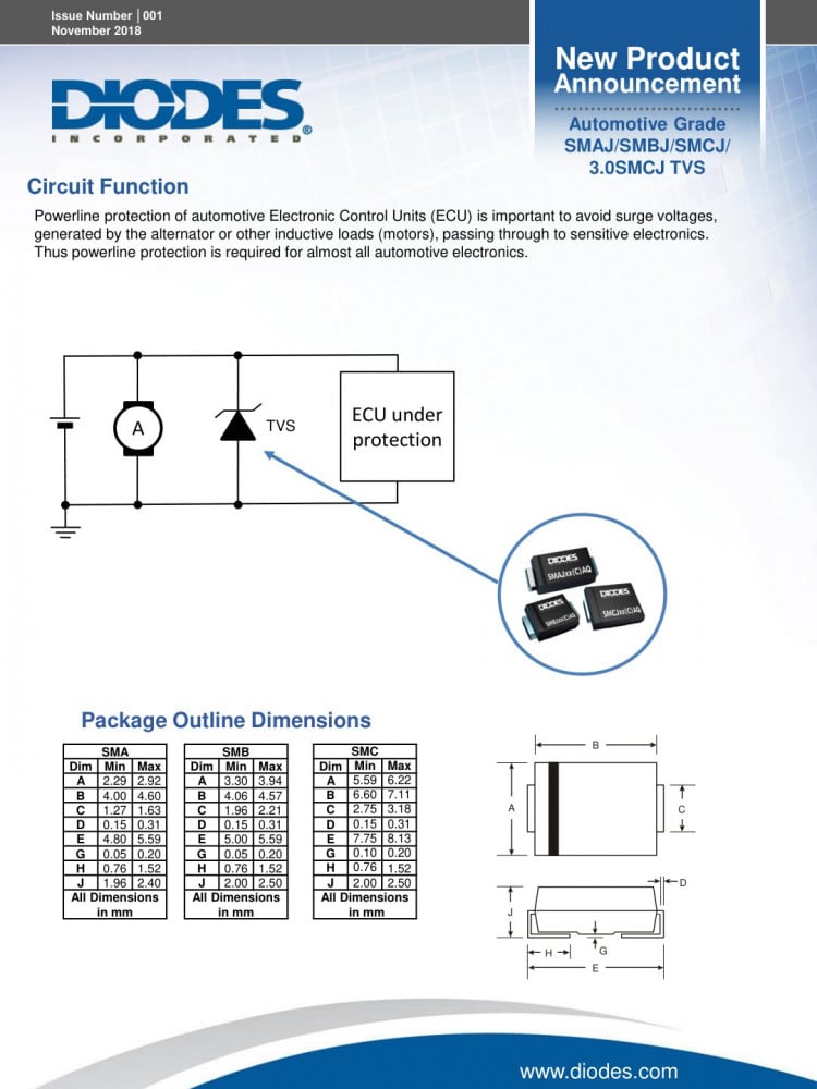 DIODES automotive TVS documentation page 2