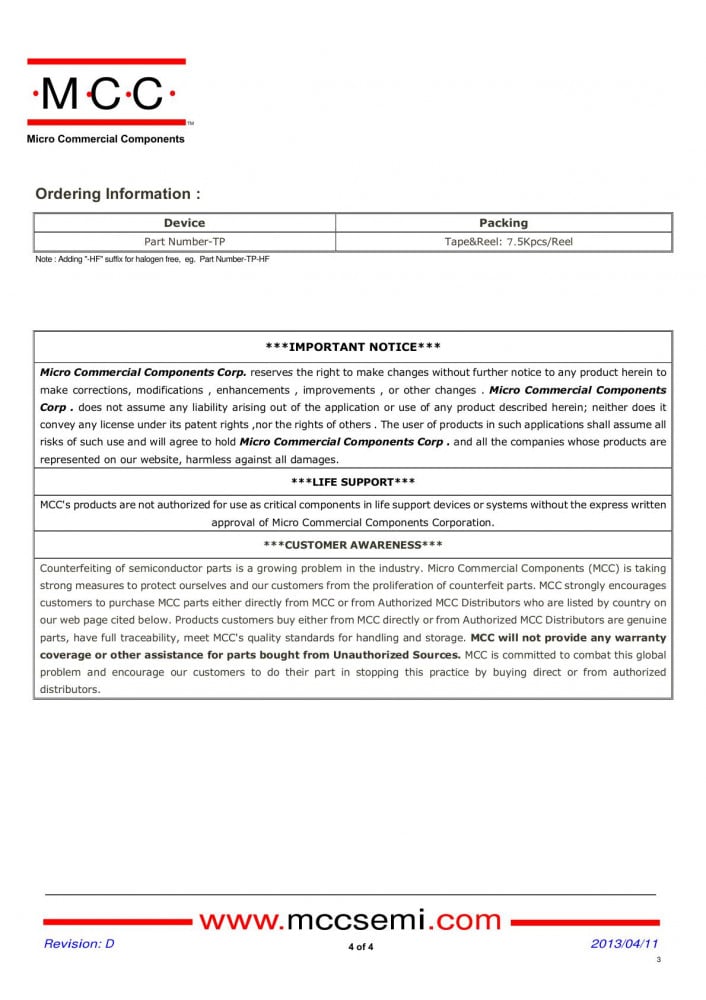 MCC 3SMAJ5951B-TP datasheet page 4