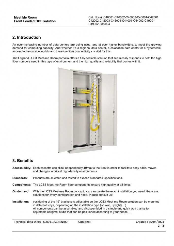 Legrand LCS3 Meet-me Room technical document, page 3