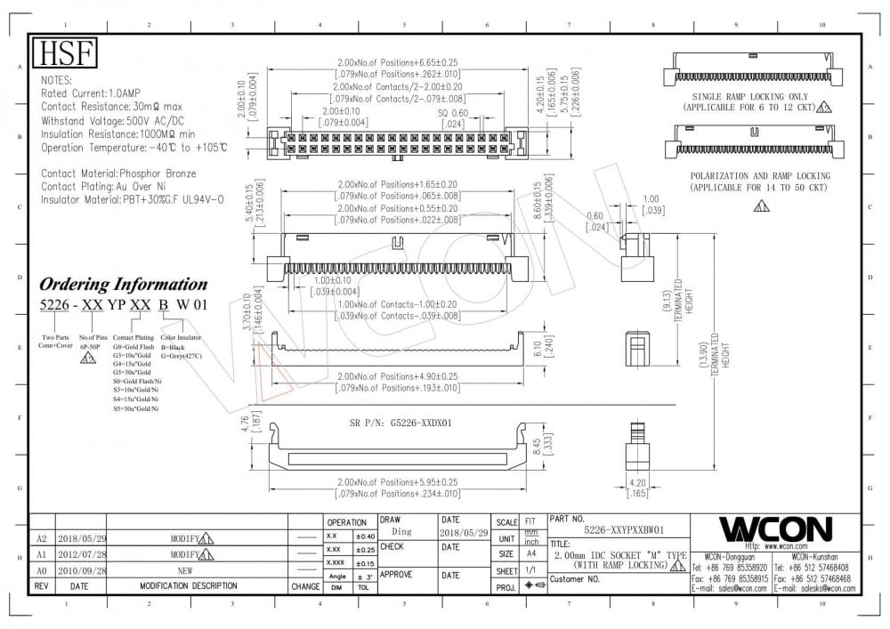 Wcon 5226 series technical drawing preview