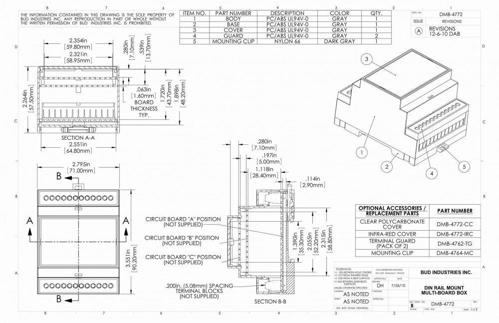 Bud Industries DMB-4772 technical drawing, sheet 1