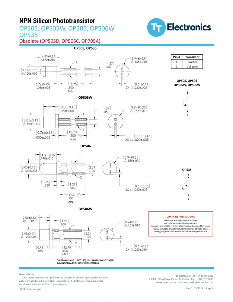 OP506A datasheet page 2