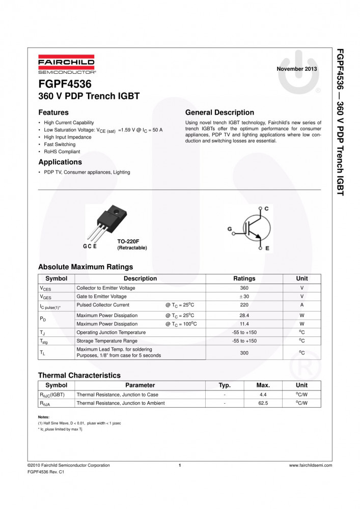 FGPF4536 datasheet page 1