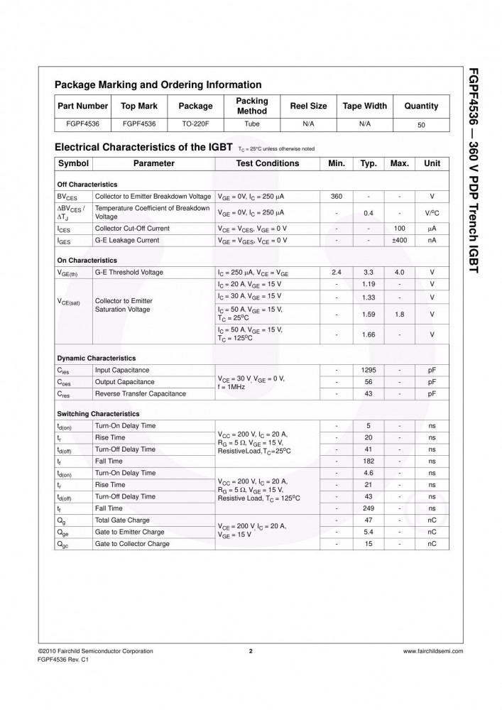 FGPF4536 datasheet page 2
