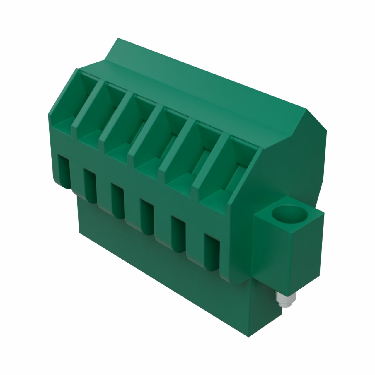 5.08mm Pitch Eurostyle 45° Wire Entry Plug, with Mounting Ends, 6 Circuits, Green for sale