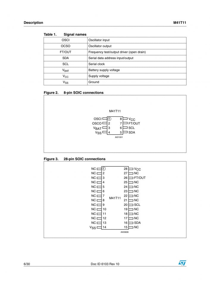 M41T11M6F datasheet page 6