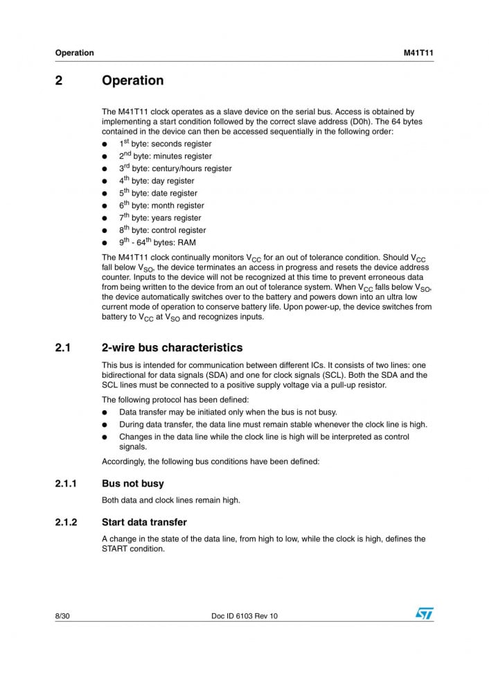 M41T11M6F datasheet page 8