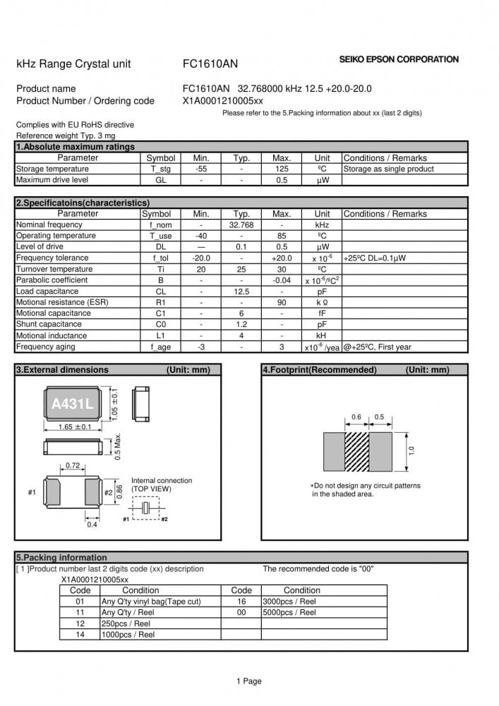 EPSON FC1610AN technical document page 1