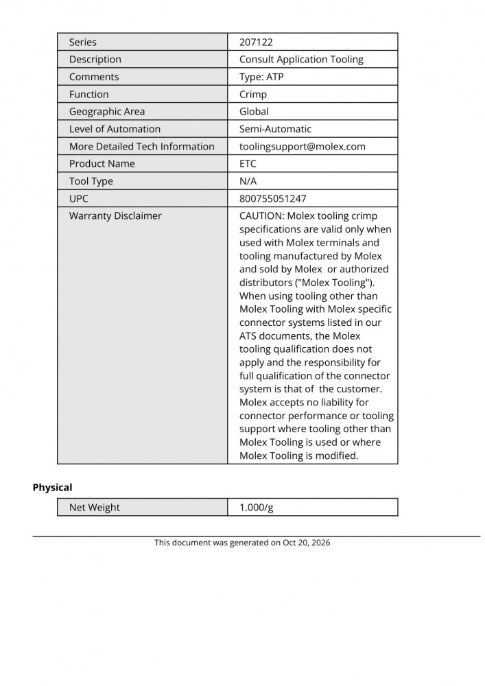 Molex 190270004 technical document page 2