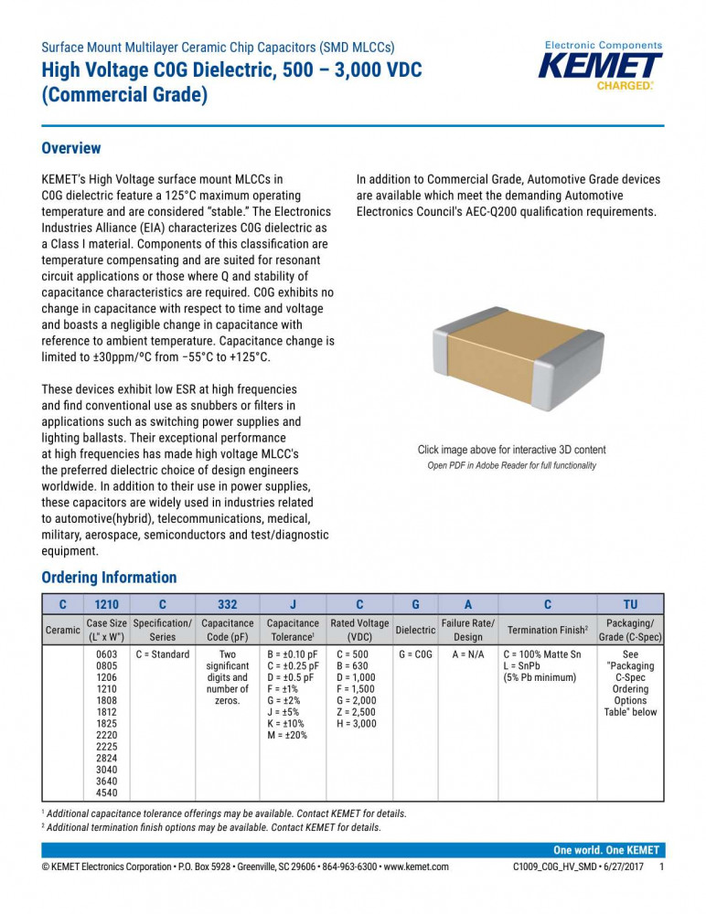 KEMET datasheet page 1