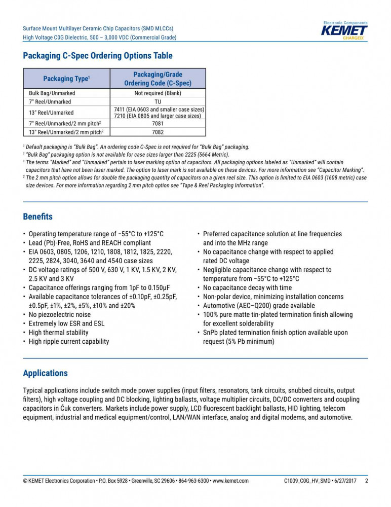 KEMET datasheet page 2
