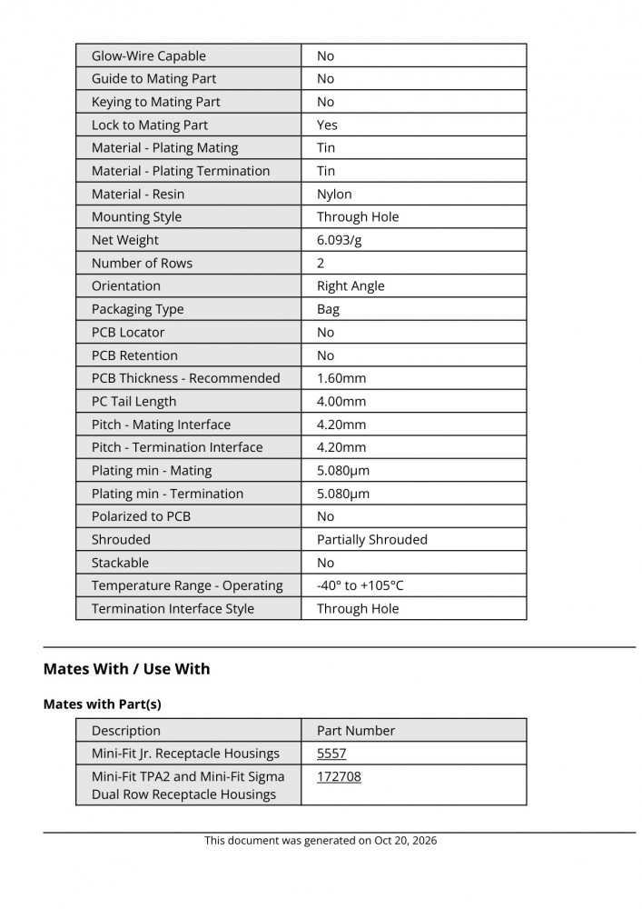Technical document image 3 for MOLEX 353181820