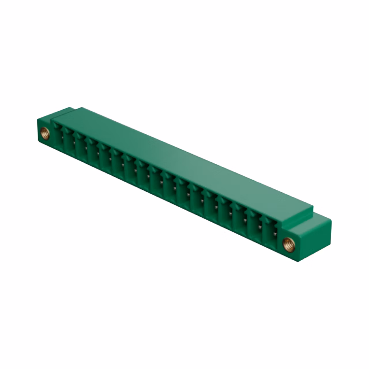 3.81mm Pitch Eurostyle Right-Angle PCB Header, with Threaded Retention Inserts, Green Housing, 17 Circuits for sale