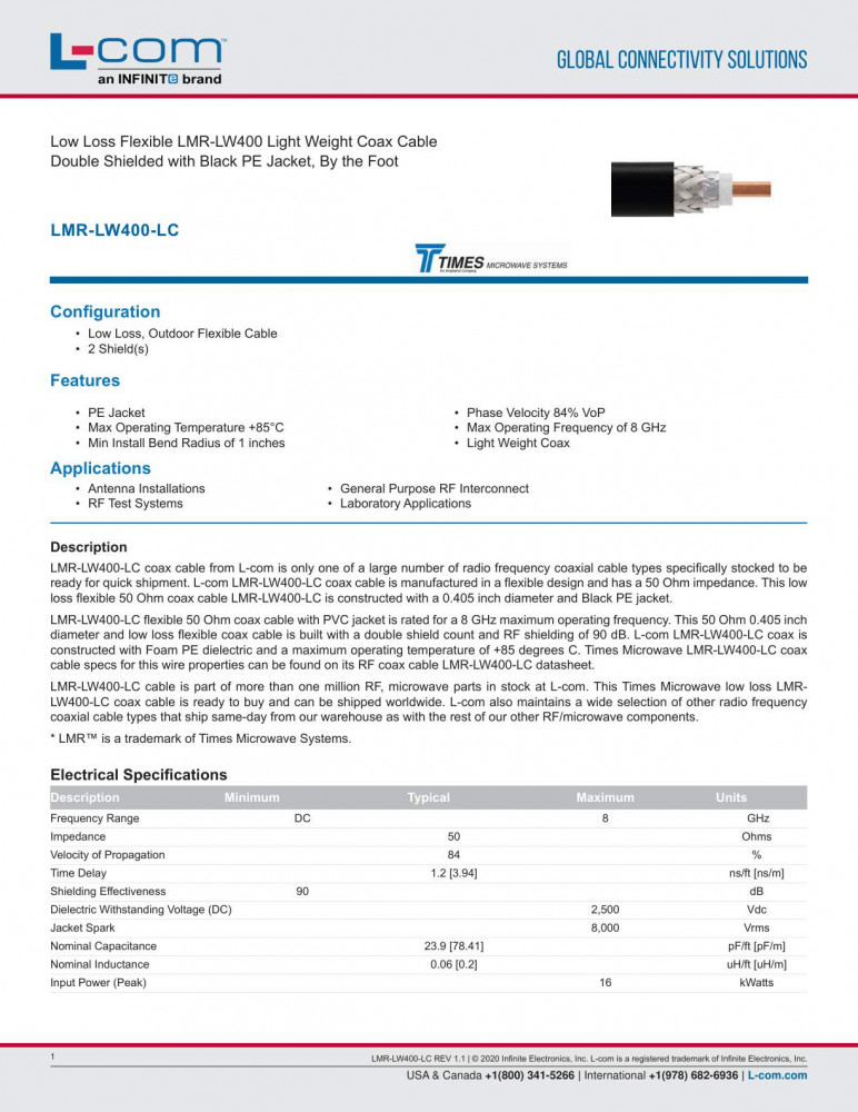 LMR-LW400-LC technical document page 1
