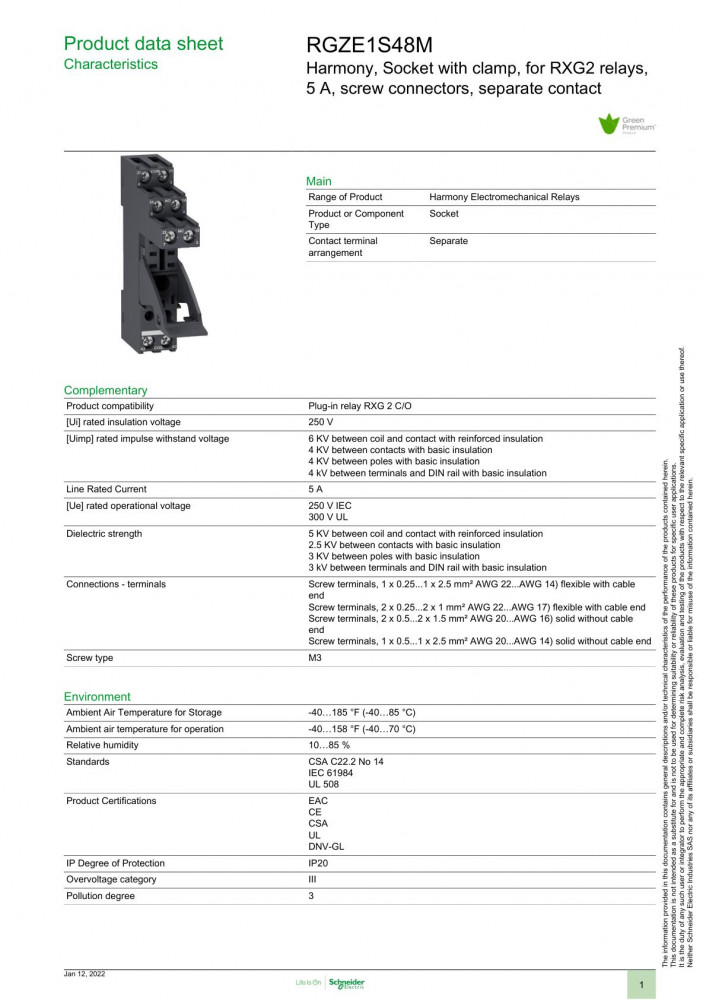 RGZE1S48M technical document page 1