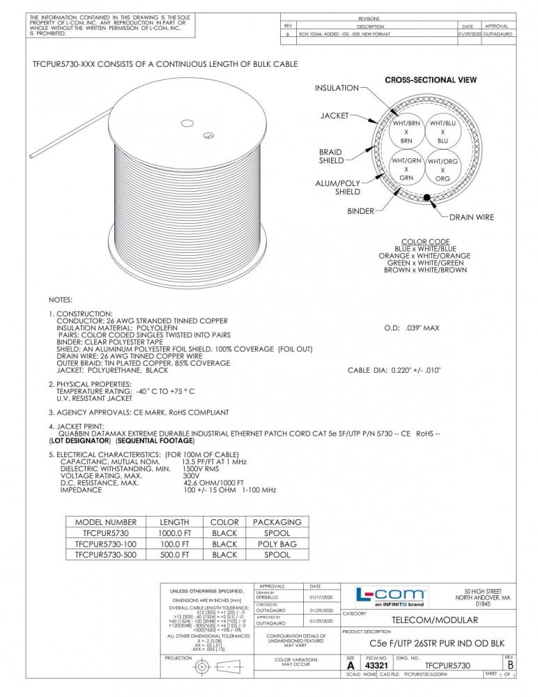 L-com TFCPUR5730 technical drawing