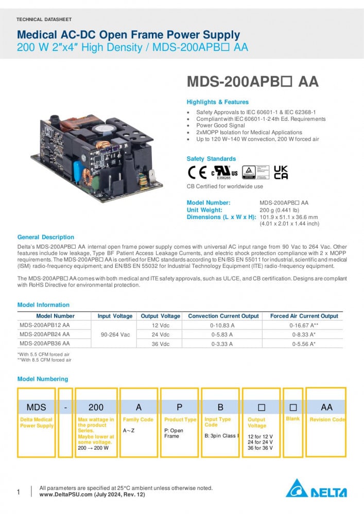 MDS-200APB24 AA datasheet page 1
